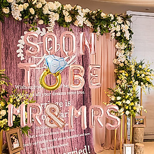 Soon To Be Mr & Mrs Balloons, Rose Gold Wedding Rehearsal/Engagement/Bridal Shower/Bachelorette Party Sign Supplies Decorations