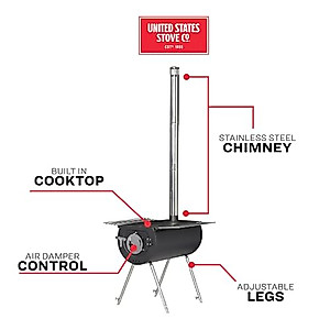 US Stove CCS14 Caribou Backpacker Portable Camp Stove - 14 Inch, Black, Small