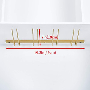 Under Cabinet Wine Glass Rack,Stemware Rack Holds up to 8 Wine Glass,Hanging Wine Glass Holder,Metal Wine Glass Hanger,Glasses Organizer for Home Bar Kitchen(Gold)