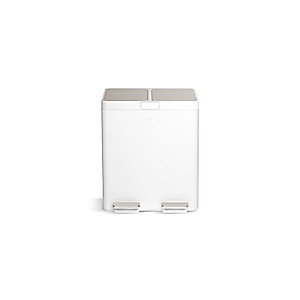 KOHLER K-23828-WST 82-Liter Stainless Steel Dual-bin Step Trash can, White Stainless