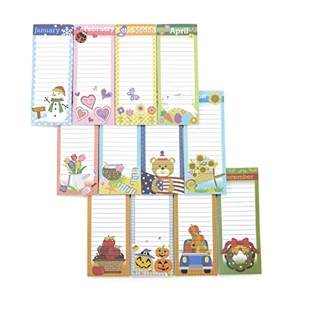 The Lakeside Collection Set of 12 Magnetic List Pads - Notepads for Fridge - Holidays, Set of 13