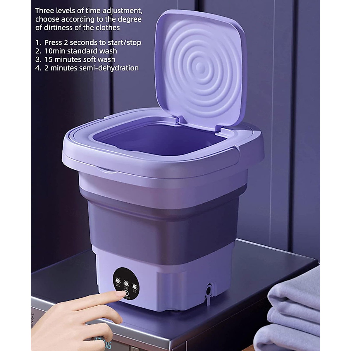 DIGBYS 8L Foldable Washing Machine,Portable Washing Machine with Spin Dryer,Mini Washer with 3 Modes Half Automatic Washt and Blue Light,Washing Machine for Apartments,Baby,Underwear,Camping,Green