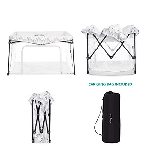 Dream On Me Ziggy Square Playpen Dove White/Easy Set Up/Breathable Mesh Walls/Stylish Finishes/Folds Compactly/Easy Storage/Lightweight/Ideal for Travel