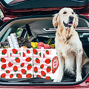 WorldBazaar Strawberry Shopping Bags Reusable Grocery Bags 8 PCS Groceries Handle Bags