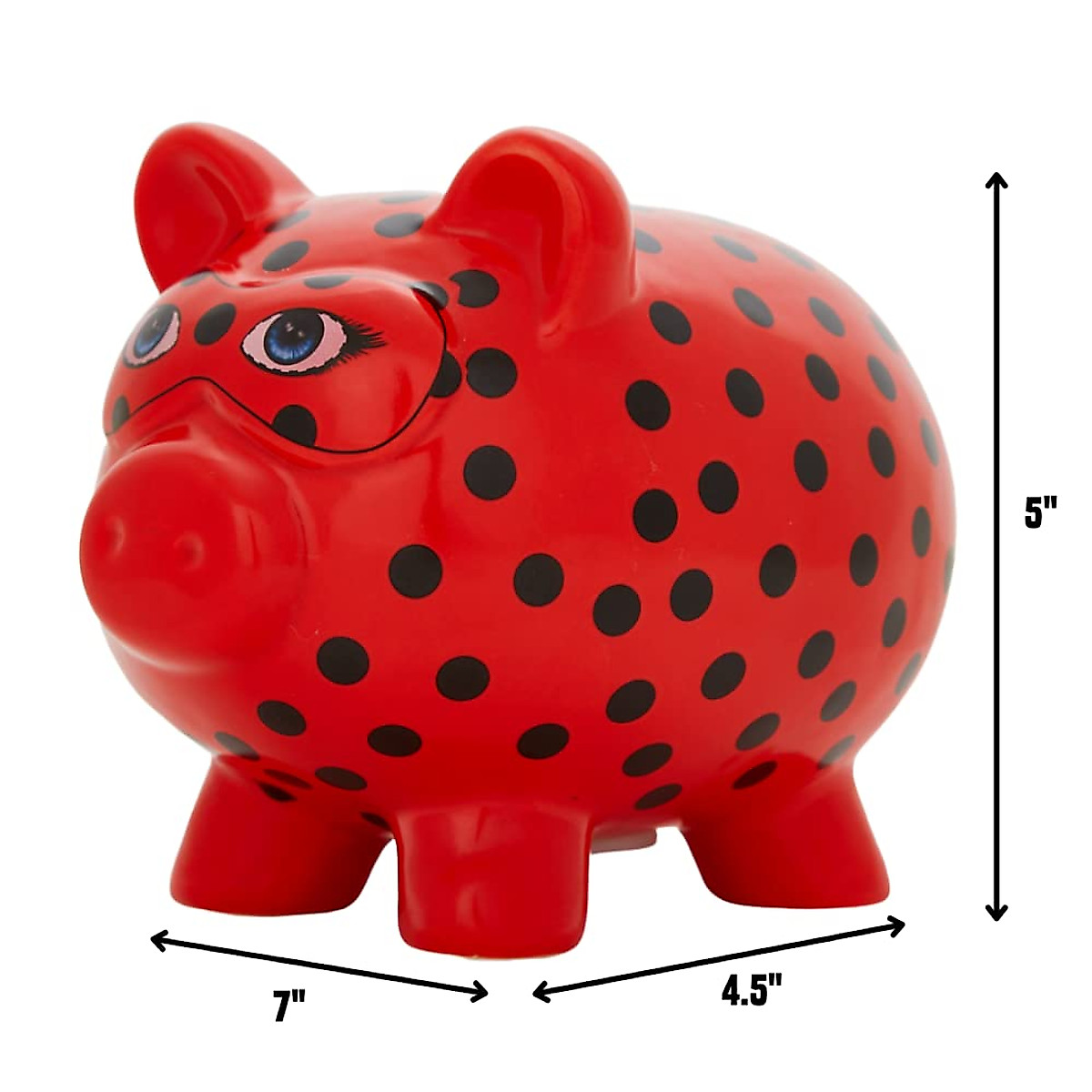 Miraculous Ladybug Piggy Bank for Girls – Kids’ Ceramic Coin Bank, Red