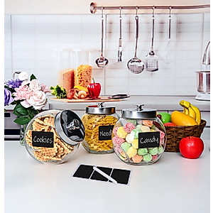 Glass Cookie Jars for Kitchen Counter (3 Pack) 75oz Food Storage Canisters with Airtight Lids + Marker & Labels, Coin & Penny Jar Candy Jars for Candy Buffet, Coffee Canister, Laundry Detergent Holder