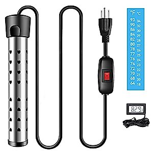 Immersion Water Heater, Cadrim 1500W Electric Submersible Water Heater, Stainless Steel Guard Cover and Convenient Switch, Home Instant Water Heater to Heat 5 Gallons of Water in Min