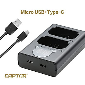 FB Dual Charger for Sony NP-FZ100 Battery, Compatible with Sony A7III, A7SIII, A7R4, A9, A9S Cameras, Designed with LCD Display, Support Type-C and Micro USB, Sony a7iii Battery Charger