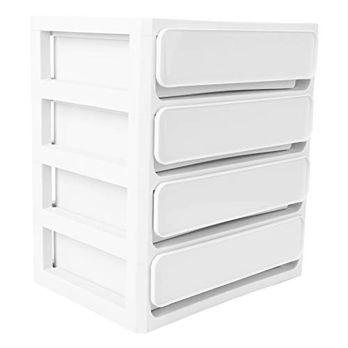 Cabilock Desktop Storage Drawer 4 Tier Desk Organizer Multi Functional Personal Organizer Mini Sliding Drawers Heavy Duty Plastic Containers for Storing Jewelry Makeup Arts Craft Stationery White