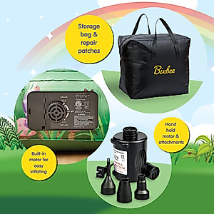 Bixbee Inflatable Pink Princess Castle, Indoor Toddler Playhouse for Kids 3+, Sleepover Mattress Playhouse for Girls & Boys with Built in Motor, Inflates to Over 5ft Tall, Childrens Play House