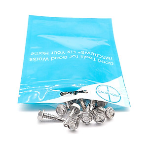 #10 x 3/4" Stainless Hex Washer Head Self Drilling Screws (50pcs) Stainless Steel 410 Fully Threaded Sheet Metal Flanged Hex Screw | by IMSCREWS