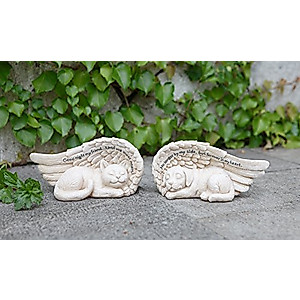 Napco 11146 Small Sleeping Dog in Angel's Wing Garden Statue with Inscription, 8 x 4