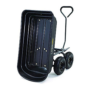 Gorilla Carts GOR4PS Poly Garden Dump Cart with Steel Frame and 10-in. Pneumatic Tires, 600-Pound Capacity, Black