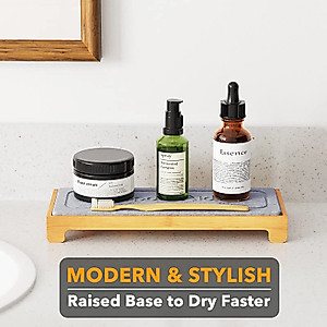 SpaceAid DryingNeat Sink Organizer, Instant Dry Sink Caddy Organizers, Kitchen Sponge Soap Holder Dispenser, Countertop Fast Drying Rack (Bamboo Rack, Gray)