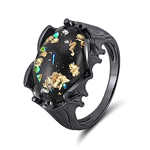 Ginger Lyne Collection Dragoneye Black Dragon Eye Bat Wing Fantasy Elvish Ring Purple Red or Black Size 6