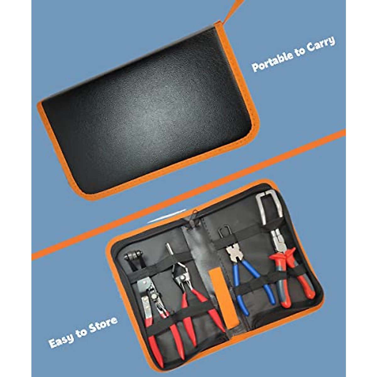 4pcs Hose Clamp Pliers Set,Fuel Line Pliers Set with Case,Hose Removal Plier,Fuel Filter Caliper,Hose Pipe Clamp Plier,Hose Grip Pliers for Automotive Coolant Fuel Oil Water Pipe Repair Tools