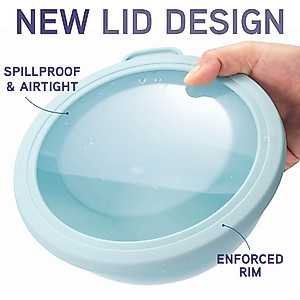 COOK WITH COLOR Mixing Bowls with TPR Lids - 12 Piece Plastic Nesting Bowls Set includes 6 Prep Bowls and 6 Lids, Microwave Safe (Blue)