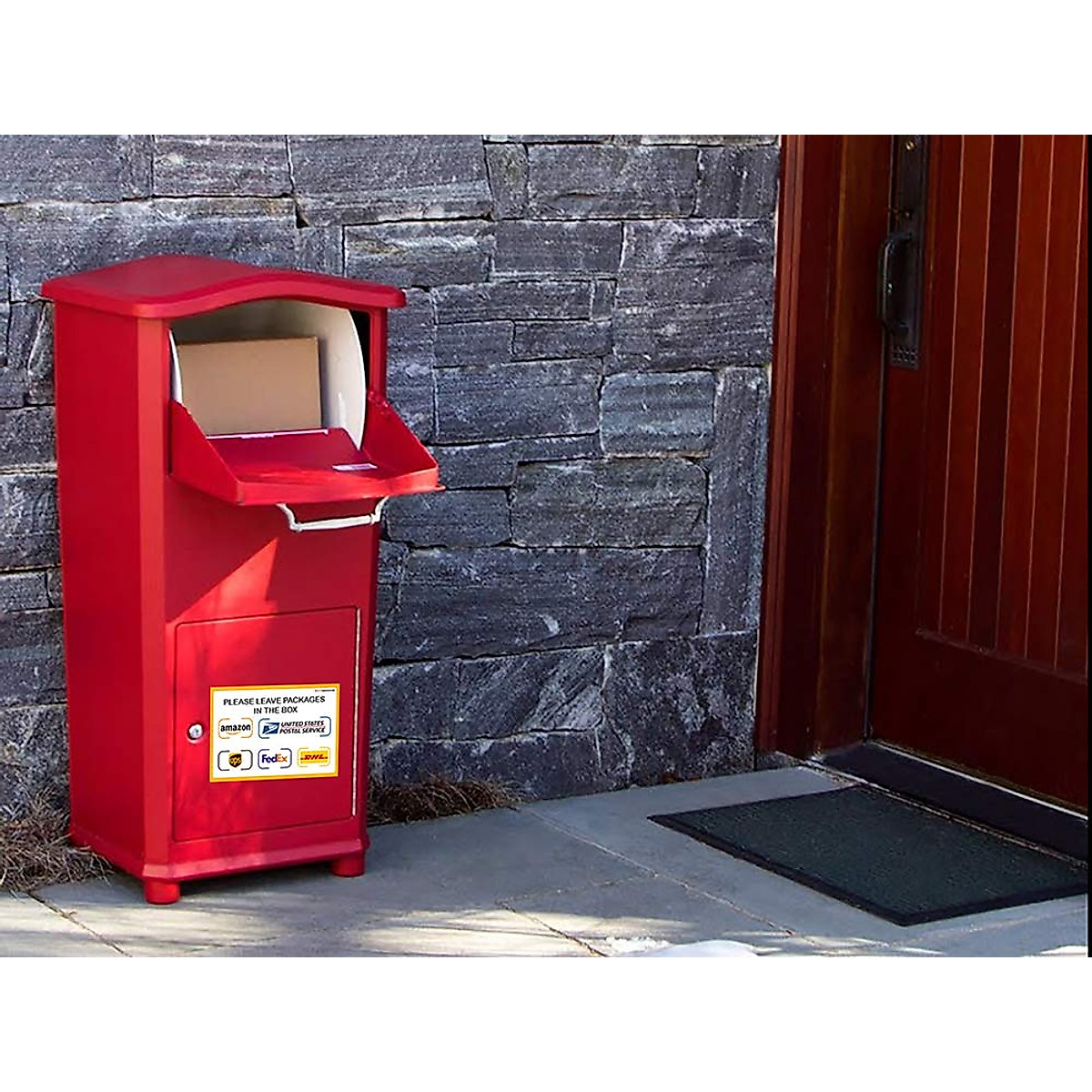 IGNIXIA Pack of 02 Package Delivery Sign Decals, Delivery Instructions for Amazon, Fedex, DHL, Ups, Usps Sign 10 x 7 inches Self Adhesive Sticker with Glossy Lamination