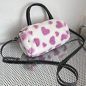 Crossbody Bags for Women Fashion Tote Bag Plush Soft Boston Shoulder Bag Love Heart Autumn Winter Ladies Handbag Purses