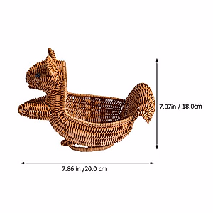 Healifty Laundry Basket Toy Towels Blanket Basket Home Decor Gift Rattan Woven Storage Basket Squirrel Storage Container Wicker Baskets Christmas Tabletop Organizer Nursery Storage Baskets