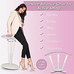 Giantex Wobble Stool Height-Adjustable Standing Desk Stool W/ Swivel, Tilt Motion, Premium Airlift, Wiggle Chair for Flexible Seating, for Junior, Home, Office, School Active Chair (Pink+White)