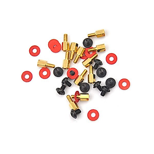 Screw 10Pcs 6.5mm 6-32-M3 Computer Golden Motherboard Riser+Silver Screws + Red Washers