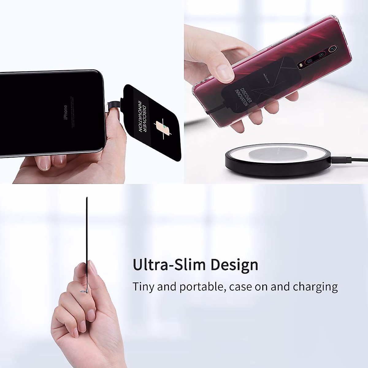 Nillkin Qi Receiver USB C, Thin Wireless Charging Receiver, Type C Wireless Charger Receiver for Galaxy Note 8 Pro/A50/A70/A10s/Xiaomi Note 8/Huawei P30 and Other Type-C Android Phones(Long Version)