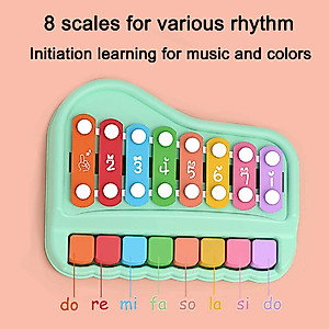 Oprala 2 in 1 Baby Piano Xylophone for Toddlers 1-3 Years Old, 8 Multicolored Key Keyboard Baby Xylophone Piano, Preschool Educational Musical Learning Instruments Toy for Baby Kids Girls Boys