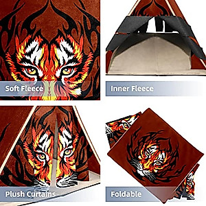Y-DSIWX Guinea Pig House Bed, Rabbit Large Hideout, Small Animals Nest Hamster Cage Habitats Red Animal Tiger Face