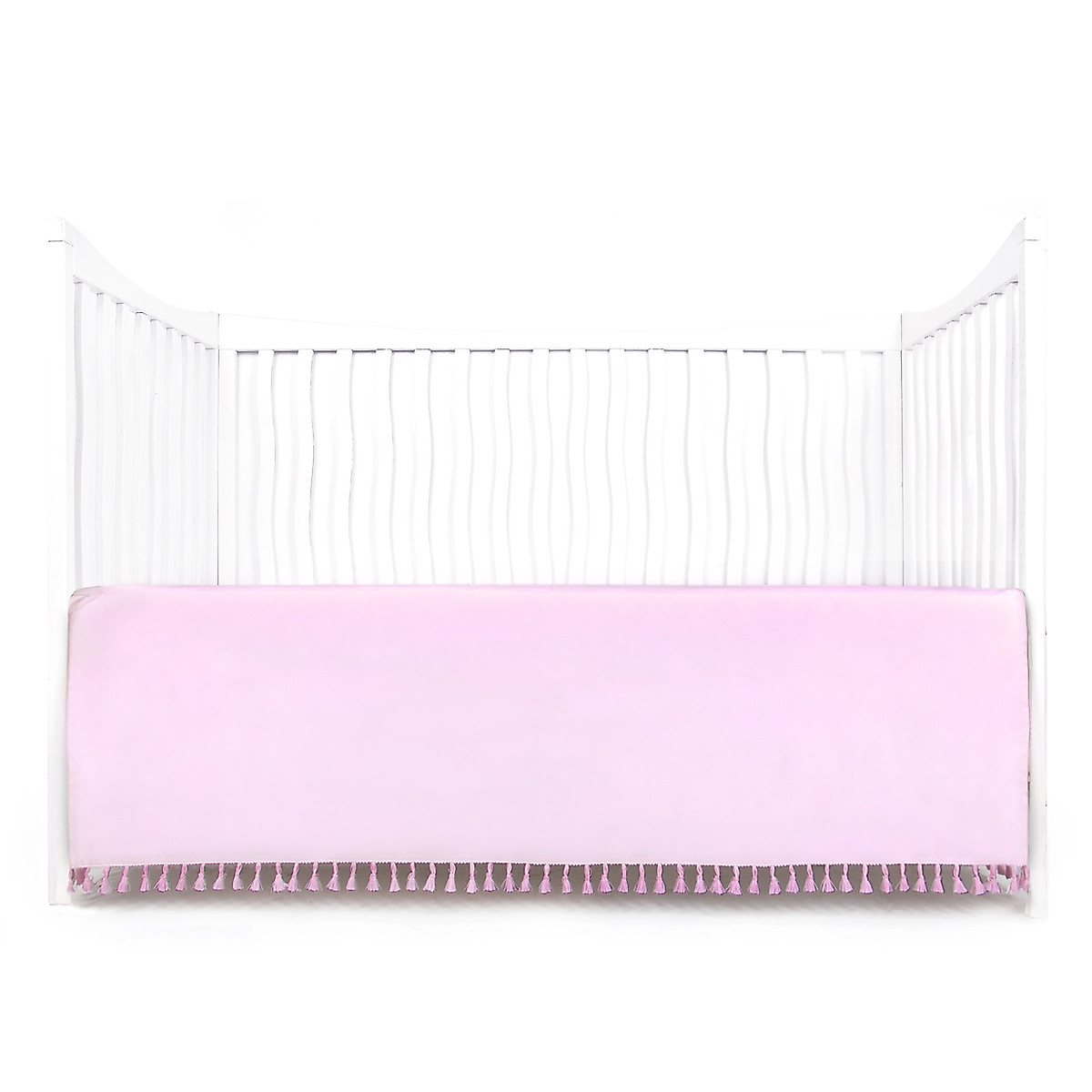 Tadpoles Crib Skirt with Tassel | 28" x 52" with a 14" Drop | Made of 100% Softly Brushed Microfiber Polyester | Easy to Care for | Soft, Smooth, Breathable & Durable | Ideal for Babies | Pink