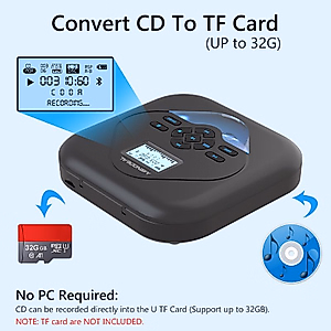 MONODEAL CD Player Portable,Bluetooth CD Player with Speakers,Rechargeable Walkman CD Player for Car and Home,Small Anti-Skip CD Player with Dual Headphone Jacks,WAV/FLAC/MP3/CD Compatible