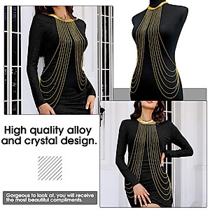 Yomiie Body Chain Layered Gold Tassels Necklace Fashion Jewelry Belly Waist Bra Boho Hot Bikini Beach Harness Anniversary Festival Gift for Women Lady