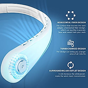 CL FUN Portable Neck Fan, Rechargable Fan with 3 Wind Speeds,Ultra-Quiet Wearable Mini Small Neck Hanging Fan,Personal Hands-Free Bladeless Neck Fan for Office, Travel, Outdoor