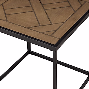 Walker Edison Cavyl Contemporary Open-Box Metal Frame Coffee Table, 48 Inch, Parquet Veneer