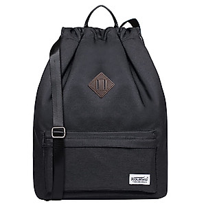 KAUKKO Drawstring Sports Backpack Gym Yoga Bag Shoulder Rucksack for Men and Women (3-BLACK)