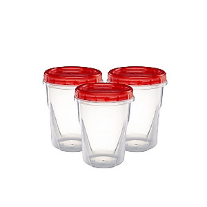 Elegant Disposables (32 Ounce 10 Pack) Twist cap Containers Clear Bottom With Red Top Screw on Lids Twist Top Food Storage Freezer Containers