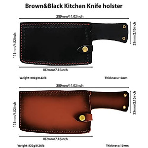 XYJ Chef Knife Sleeves PU Leather Knife Cover With Carry Belt Loop Black Brown Kitchen Knives Edge Guards Protector Tools 2-pieces(Knives Not Included)