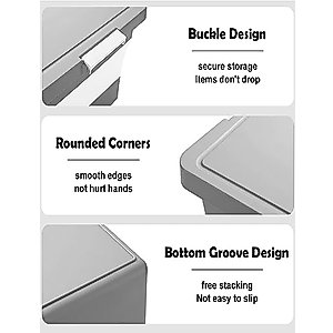 Beinilai Collapsible Storage Bins with lids,26 Qt Plastic Storage Bin Containers Tote Organizing with Secure Buckles，Suitable for Family Outdoor Multi-scene,Grey