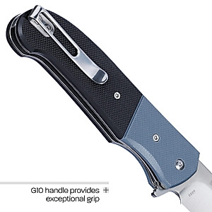Columbia River Knife & Tool Ignitor EDC Folding Pocket Knife: Assisted Opening Everyday Carry, Plain Edge, Liner Lock with G10 Handle 6880