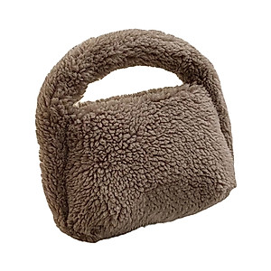 XPONNI Fuzzy Dumpling Bag, Cute Fluffy Bags Y2k, Cute Mini Handbags, Faux Fur Bag, Plush Underarm Bag (Light Brown)