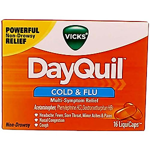 Vicks DayQuil LiquiCaps 16 Count, (Pack of 4)