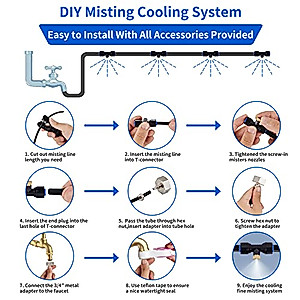 Aomedeelf 82FT Misters for Outside Patio,Outdoor Misting System for Patio,Patio Misters for Cooling Outdoor, 21 Mist Nozzles+3/4" Brass Adapter,Water Mister Outdoor,Outdoor Misters for Patio Garden