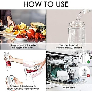 Portable Blender, Personal Travel Blender with USB Rechargeable Fruit Juice Mixer, MiniSize Blender for Smoothies and Shakes Small Juicer Cup 400ML/14 Oz
