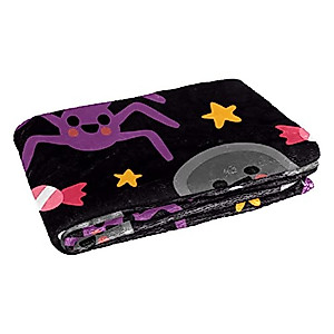 Halloween Spider Black Prints Soft Warm Cozy Blanket Throw for Bed Couch Sofa Picnic Camping Beach, 150×100cm