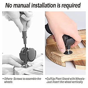 CuffUp Upgraded Plant Stand with Wheels, Plant Caddy 220 LB Heavy Duty Rolling Plant Stand No Screw-in Installation Required, Plant Caddy 220 LB Heavy Duty with Wheels, Solid Indoor Plant Dolly 2 PCS