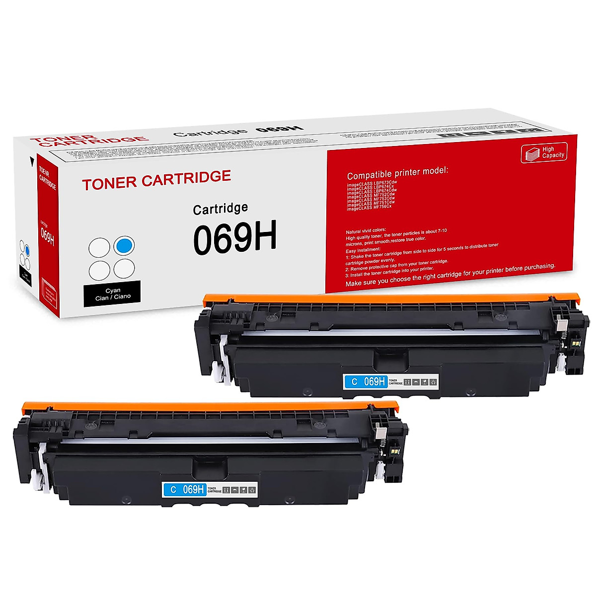 2 Pack 069H 5097C001 Cyan Toner Cartridge 069H 5097C001 Compatible 5097C001 Replacement for Canon imageCLASS LBP673Cdw LBP674Cx LBP674Cdw MF752Cdw MF753Cdw MF751Cdw MF756Cx Printer