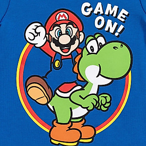 Super Mario Nintendo Mario Yoshi Infant Baby Boys Romper and Bucket Sun Hat Blue/Red 12 Months