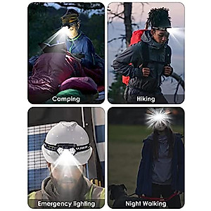 PLUSINTO 9 LED Headlamp 2000 Lumens 2 Pack, Super Bright Head Lamp with 6 AAA Batteries, 6 Modes, Lightweight and Adjustable, IPX5 Waterproof Headlight for Kids Adults Camping, Outdoor, Running