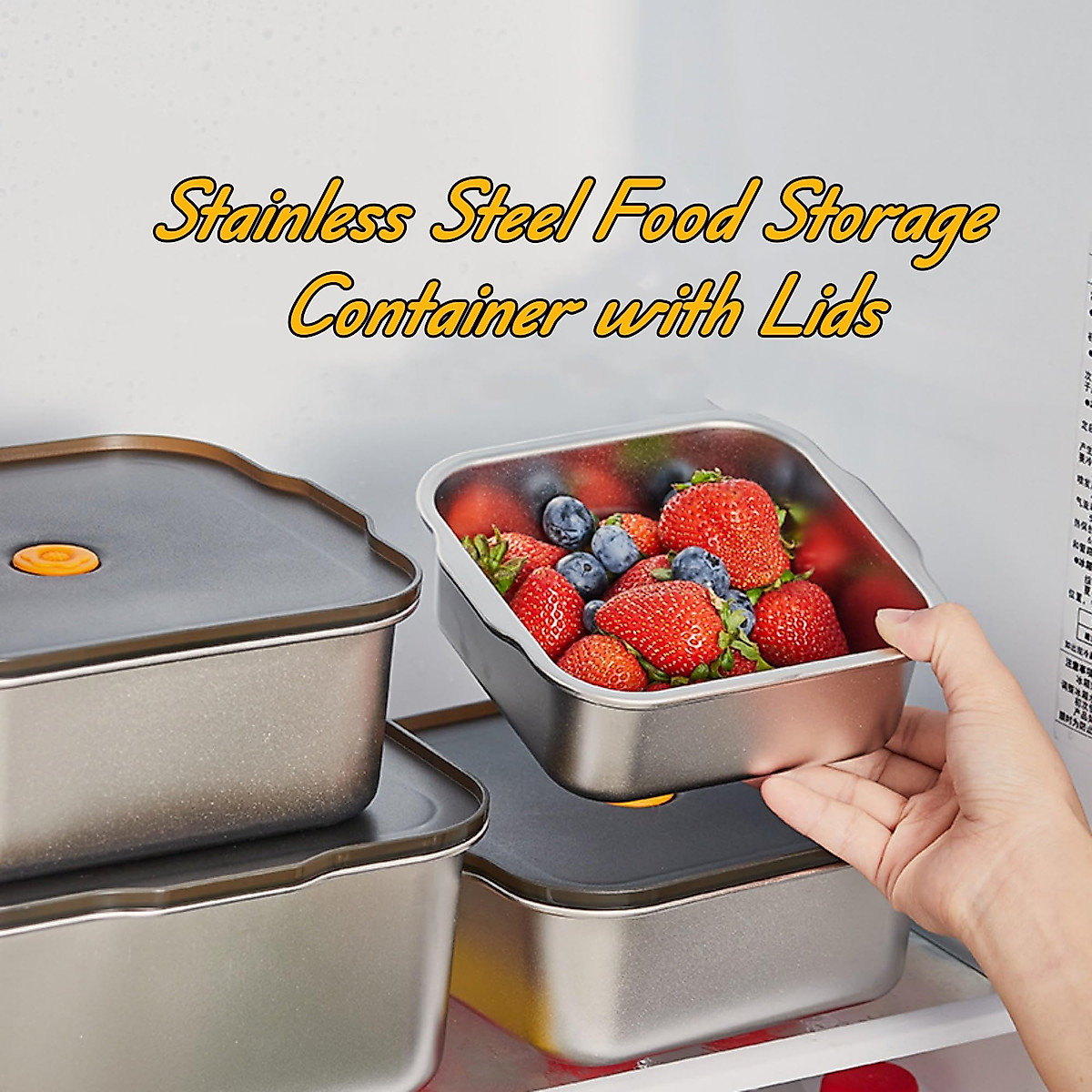 BEFOY Stainless Steel 101oz Big Food Storage Containers with Translucent Lid Food Lunch Box Containers Leak-proof Light Easy Set with Air Vent Snack Boxes (700/1700/3000)