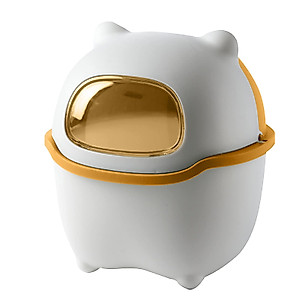 Benshukam Mini Desk Trash Can Flip Countertop Garbage Bin Small Trash Can Bathroom Trash Cans with Lids for Kitchens, Offices, Waste Basket for Dressing Table (Yellow)